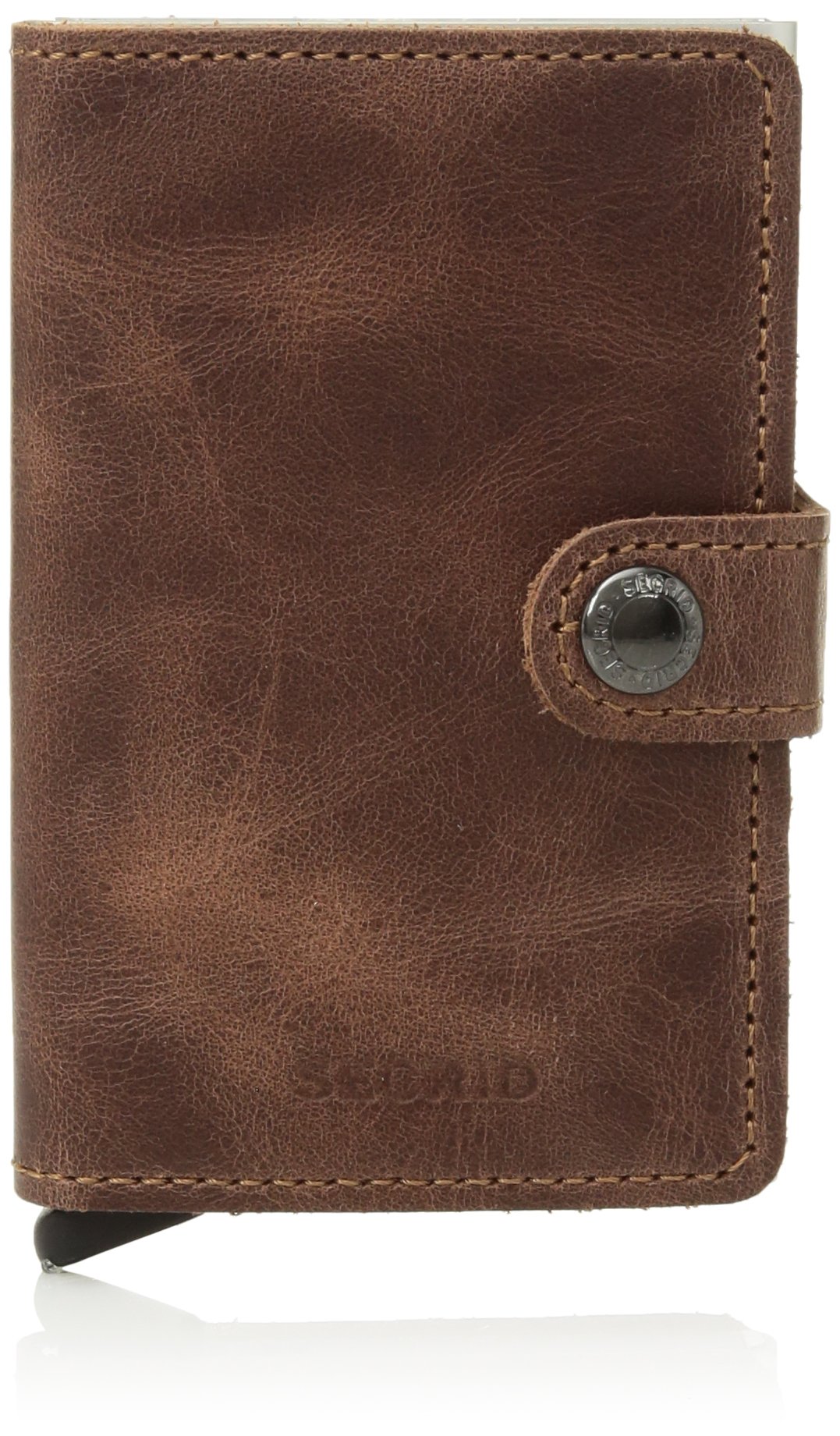 Secrid Men Mini Wallet Genuine Leather Vintage RFID Safe Card Case for max 12 cards 16mm slim Light Brown