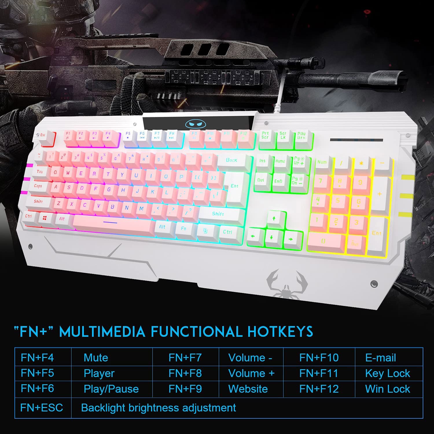 RGB Gaming Keyboard and Mouse Set (US Layout) Rainbow LED RGB Backlit Wired Keyboard for Xbox one PC Mac PS4 Laptop