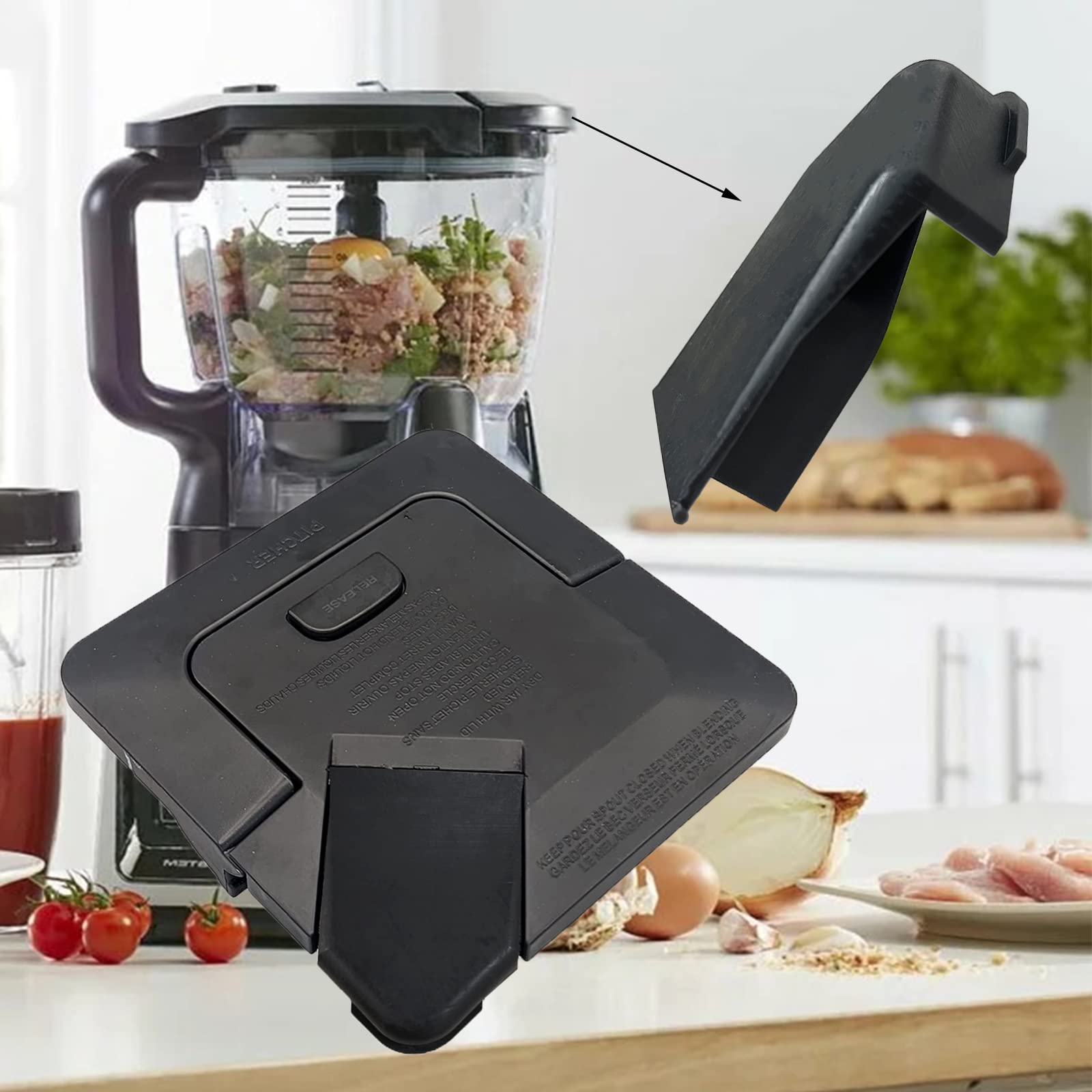 TEYOUYI 2PCS Spout Cover for Ninja Blender Lid,Replacement parts for Ninja Blender 72 oz Pitcher,Accessories for Ninja Blender,Fits: NJ600-NJ602 and BL500-BL781 Black