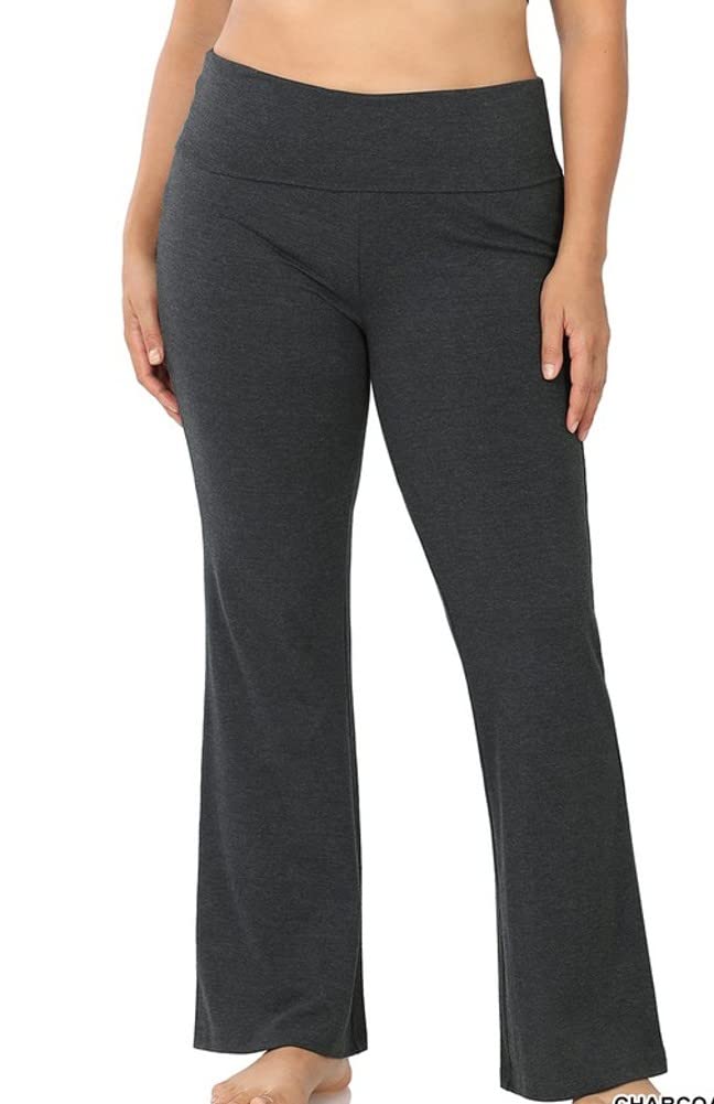 Zenana FOLD Over Yoga Pants Charcoal