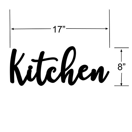 Syfkin Wooden Kitchen Sign Decor, Wall Mount Rustic Modern Farmhouse Home and Kitchen Signs Decorations, 17” x 8” (Black, Kitchen)