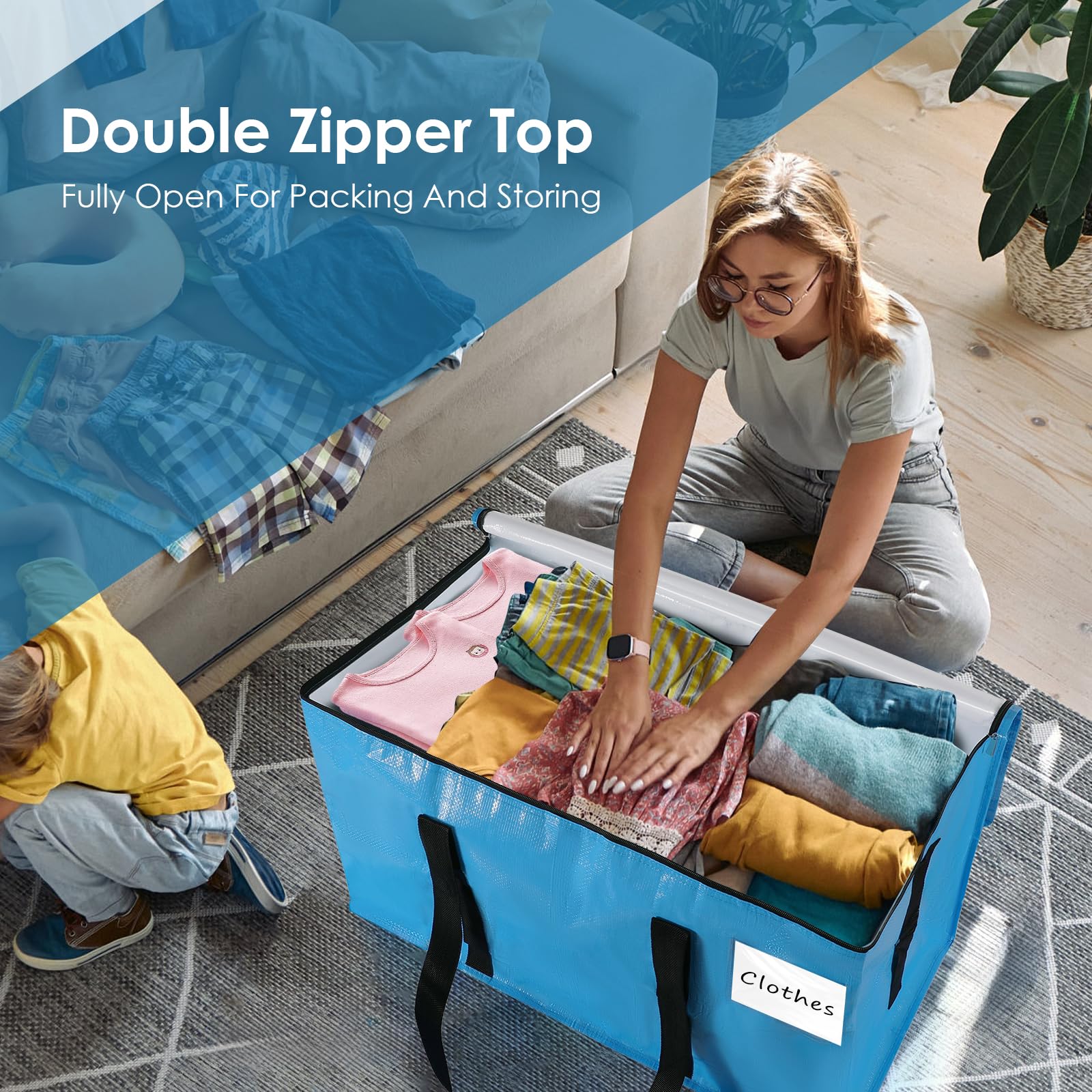 Storage Bags for Clothes, Extra Large Clothing Storage Bags with Reinforced Handle, Storage Containers for Organizing Bedding, Blanket, Sheets, Pillows, Closet and Toys