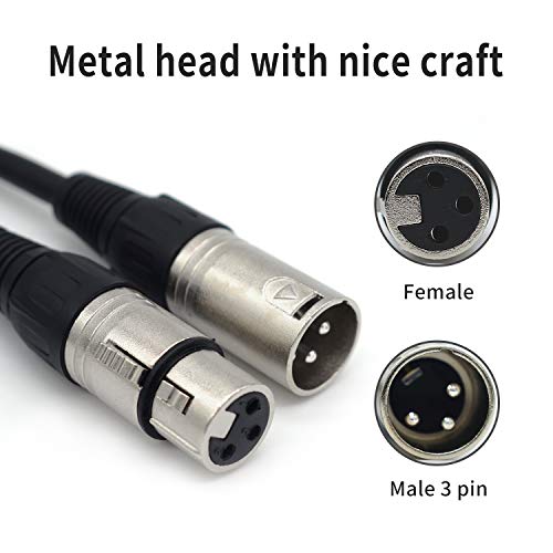 RALINTA XLR Cable Black 10ft,Professional 3 pin DMX Cable Durable,Mic Cable Balanced Male to Female,Heavy Duty DMX XLR Cable for Microphones,Lights, Speakers,Mixer,Amplifier and Audio Device