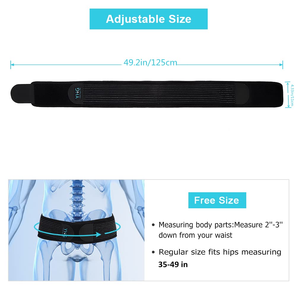 Sacroiliac Belt, SI Belt Sciatica Belt Hip Brace Waist Support with Elastic Compression Band to Stabilize SI Joint and Relieve Sciatic Nerve, Pelvis, Lower Back and Hip Pain for Men and Women