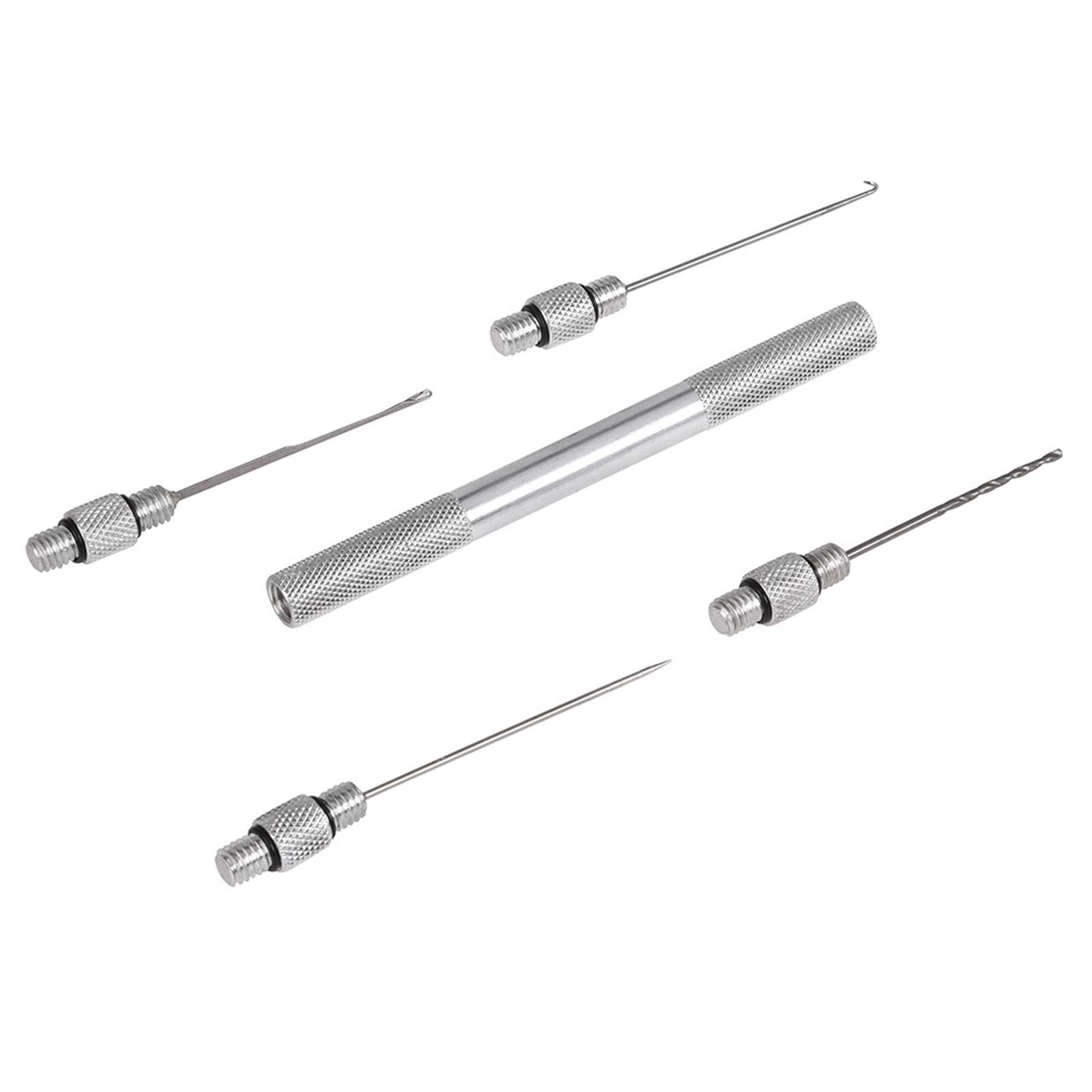 sknsalfew Carp Fishing Rigging Bait Needle Tool Set, 5-in-1 Carp Fishing Tackle Kit, Bait Boilie Drill Stringer Needle with Nonslip Aluminum Alloy Handle