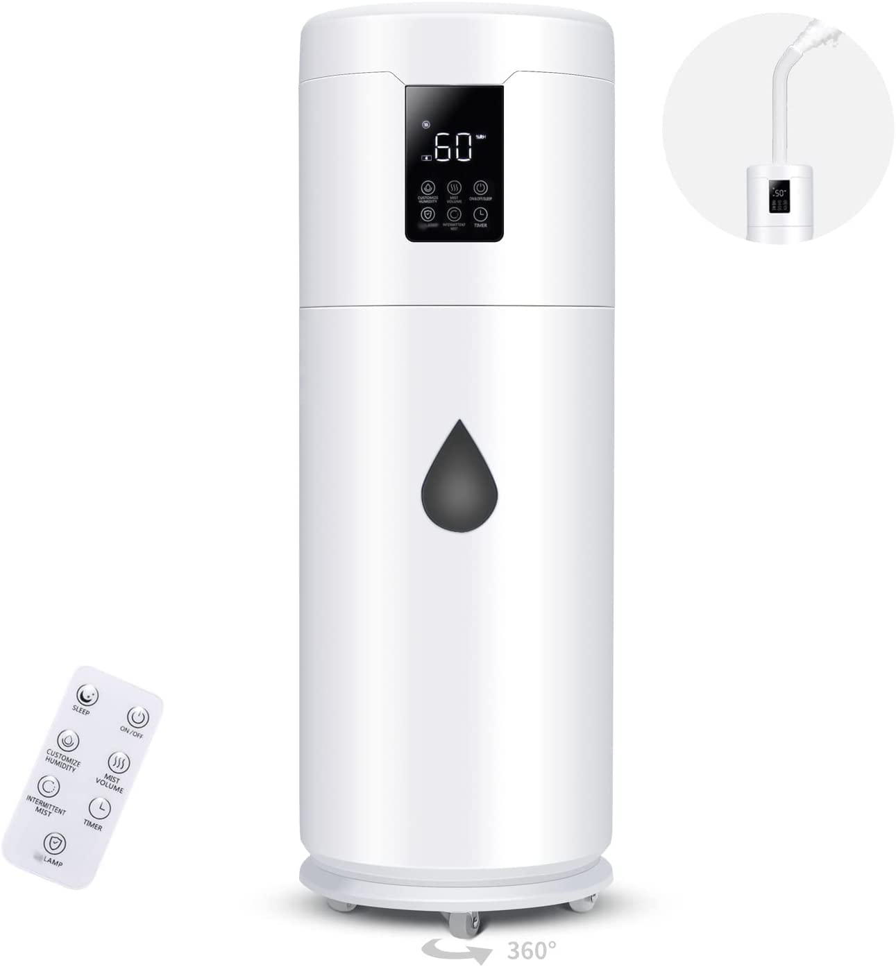 Ultra Large Humidifiers for Bedroom, 17L/4.5Gal Tower Humidifiers for Large Room 2000 sq ft, Cool Mist Humidifier with Extension Tube for Home School Office Commercial Greenhouse Plants Warehouse