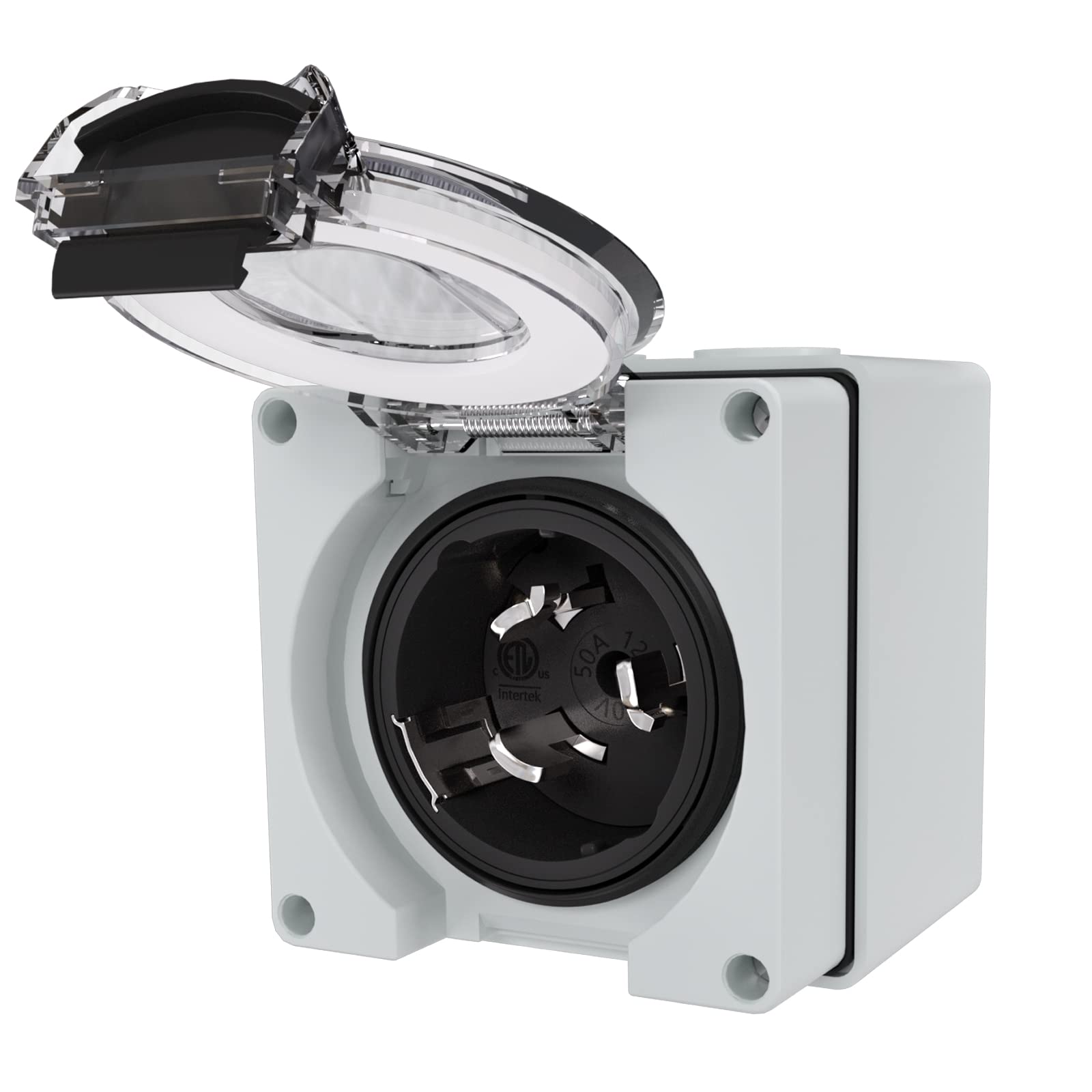 STARELO 50 Amp Generator Power Inlet Box NEMA SS2-50P,125/250 Volt 12500W, Outdoor dustproof and Weatherproof for generators, Welding Machines, etc.ETL Listed.(NEMA SS2-50P Box)