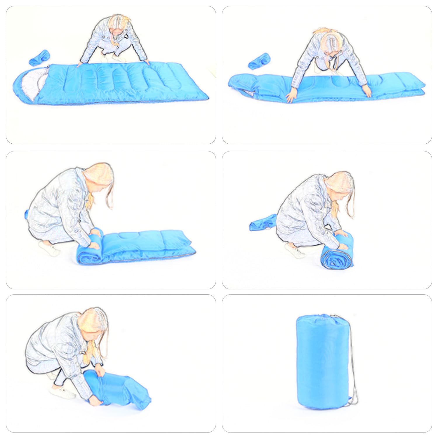 Wind Tour 3 Season Lightweight Waterproof Indoor & Outdoor Spliceable Single Sleeping bag 1.35kg with left and right zippers for Hiking Backpacking Camping (Blue with left zipper)