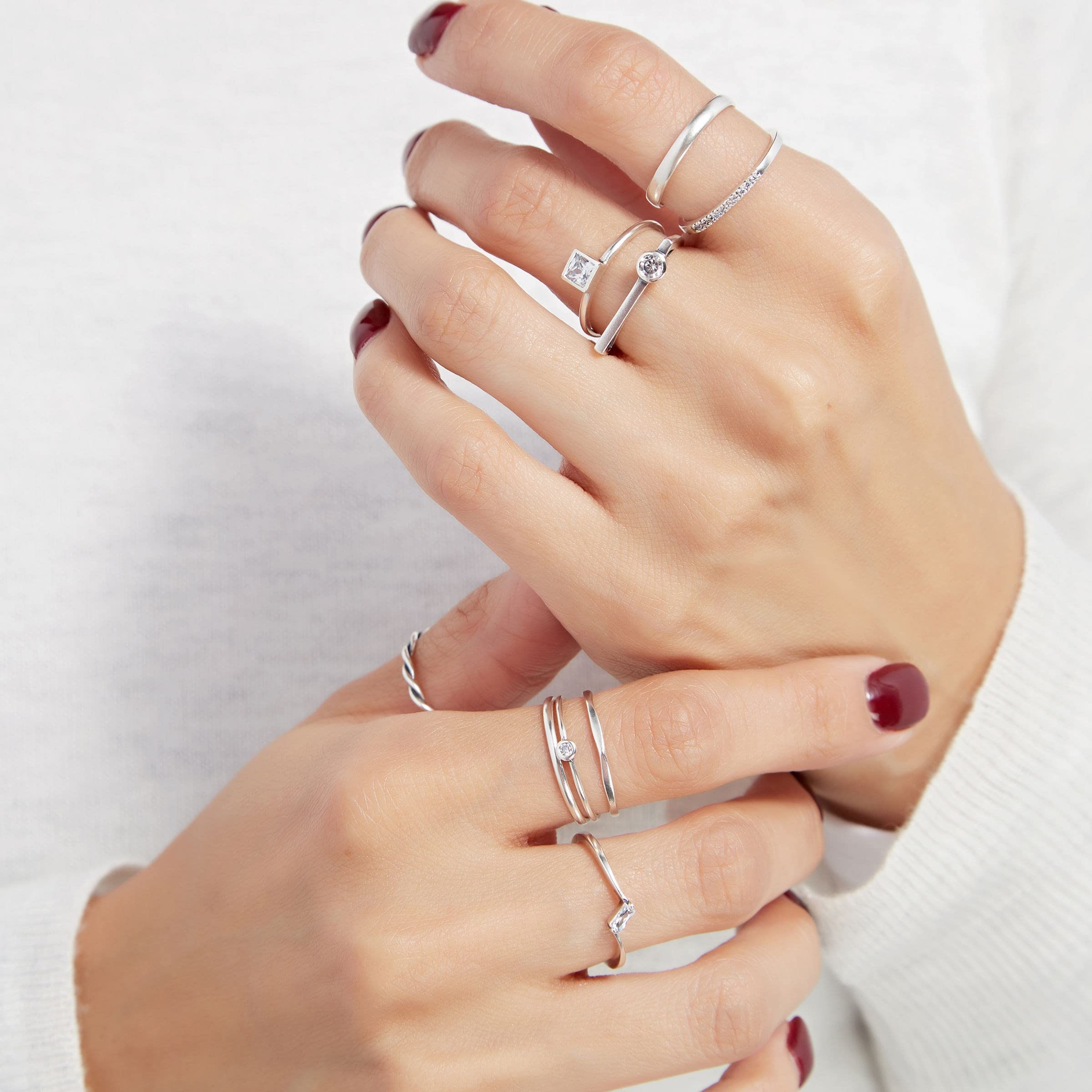 Silpada 'Sideways & Beyond' Cubic Zirconia Stackable Ring in Sterling Silver, Size 10