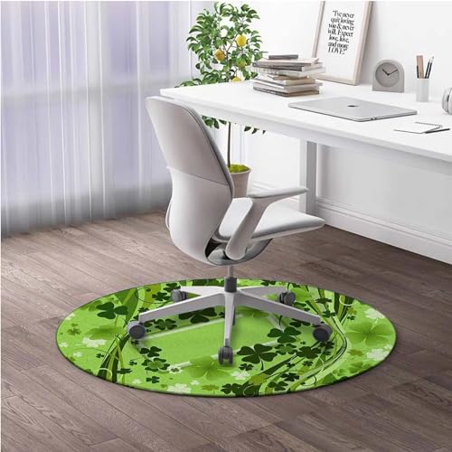 Round Office Chair Mat for Hardwood Floor St. Patricks Day Floor Protector Mats Green Easy Rolling for Gaming Chairs,Without Smell 2 FT