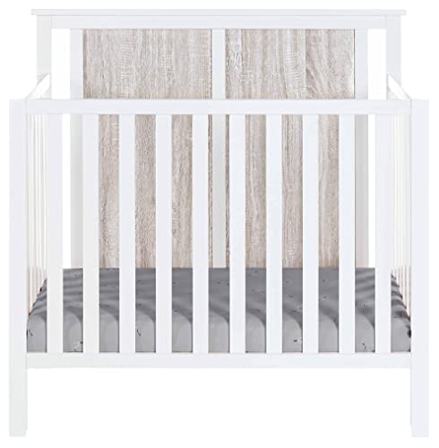 Suite Bebe Connelly 3-in-1 Mini Crib in White/Rockport Gray - Comes with Mattress Pad