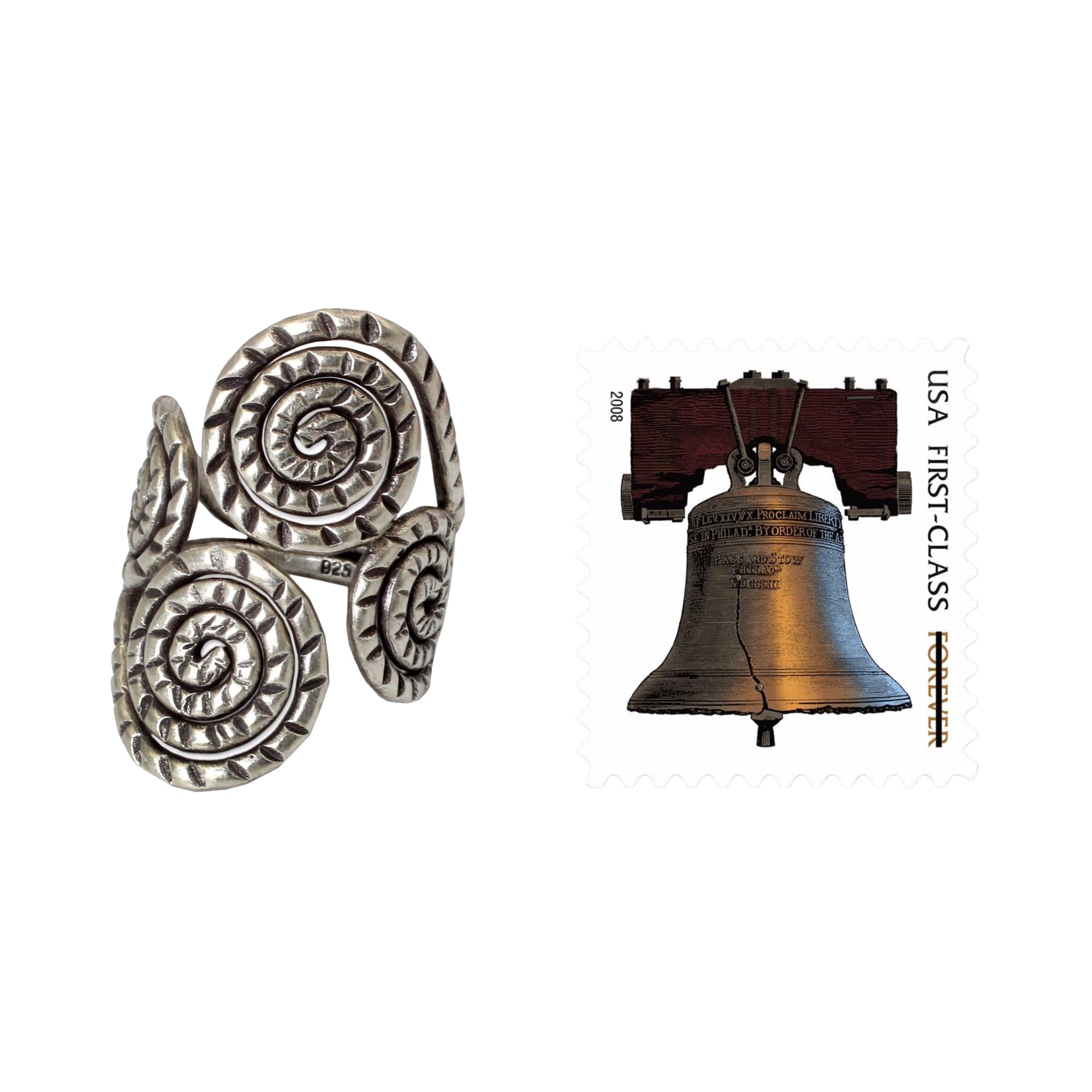 NOVICA Artisan Handmade Sterling Silver Wrap Ring Fair Trade No Stone Thailand Bohemian [band Width 4 mm W Ring Front 1.2 in W] ' Spiral of Love'