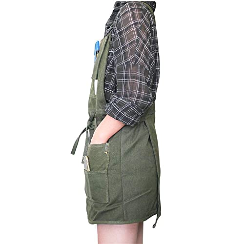 VONLUXE Artist Canvas Apron with Pockets Painting Apron Adjustable Shoulder Strap/Waist Ties Painter Aprons Mothers Day Gift for Women Mom Art Gardening Apron Adjustable