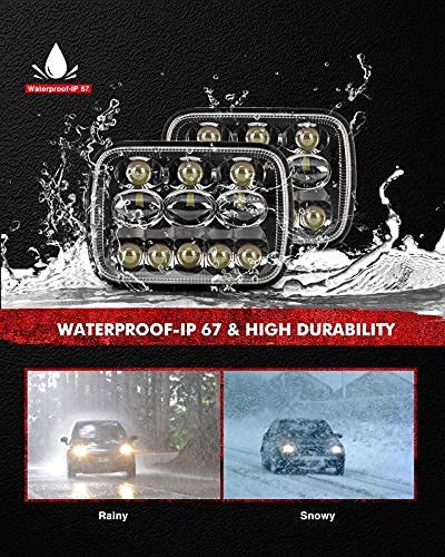 Torchbeam 7x6 5x7 Led Headlights 300% Brighter Upgraded Led Sealed Beam Headlamps with High Low Beam H6054 6054 Led Headlights Replacement for YJ Cherokee XJ Savana Truck with H4 Adapters