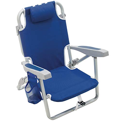 Rio Beach Kid's 5-Position Lay Flat Backpack Folding Beach Chair, Blue
