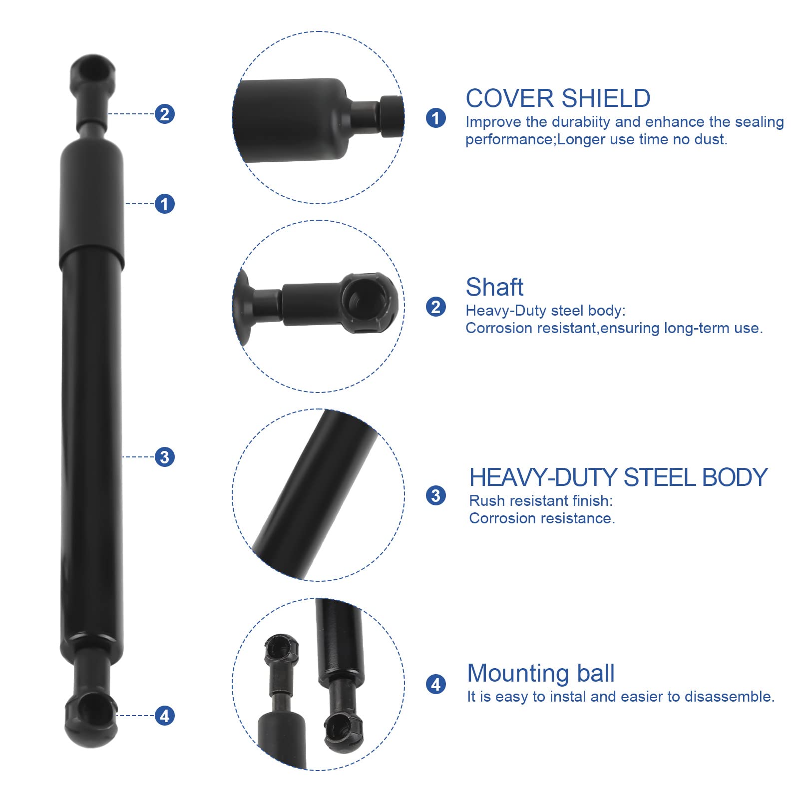 Truck Tailgate Assist Shock 43301 Compatible with 2009-2018 Dodge Ram 1500, 2010-2018 Dodge Ram 2500/3500 Pickup Tailgate Assist, Truck Tailgate Lift Assist Kit