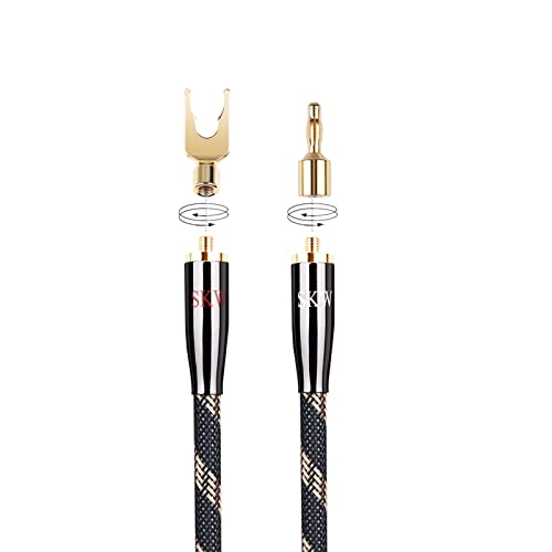 SKW HI-FI Series BiWire Jumpers, Speaker Jumper Cable, Ultra-high Purity Copper Banana to Spade Wire - Set of 2 (2 Cables)