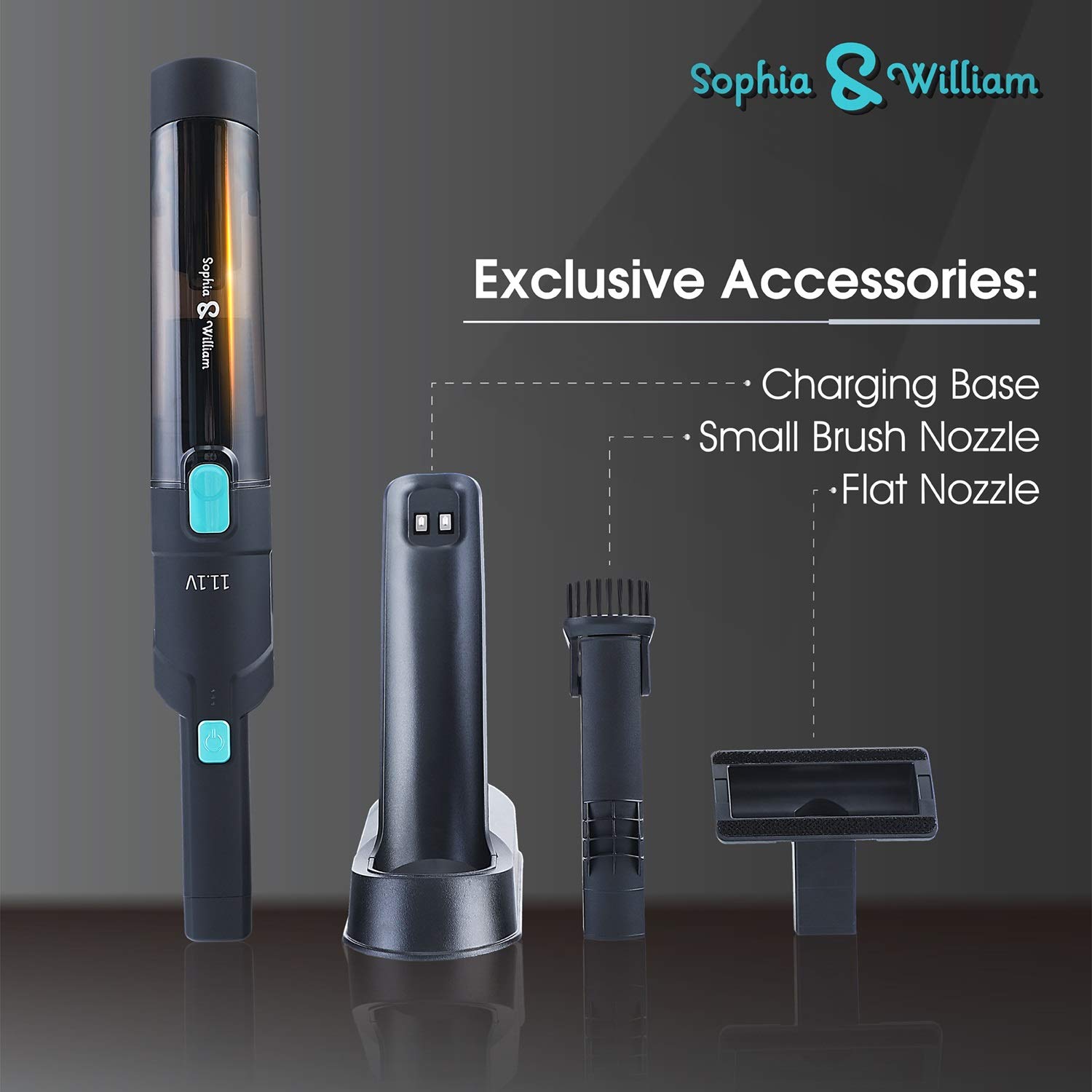 Sophia & William Cordless Handheld Vacuum Cleaner Rechargeable, Portable Small Handheld Vacuum Cleaner Lightweight with Powerful Suction and Charging Base