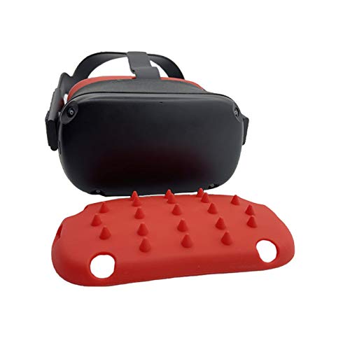 VR Headset Silicone Protector Cover - Fit for Oculus Quest Helmet Gaming Glasses Shockproof Shell Front Face Eye Mask Set (Red, Front Cover)
