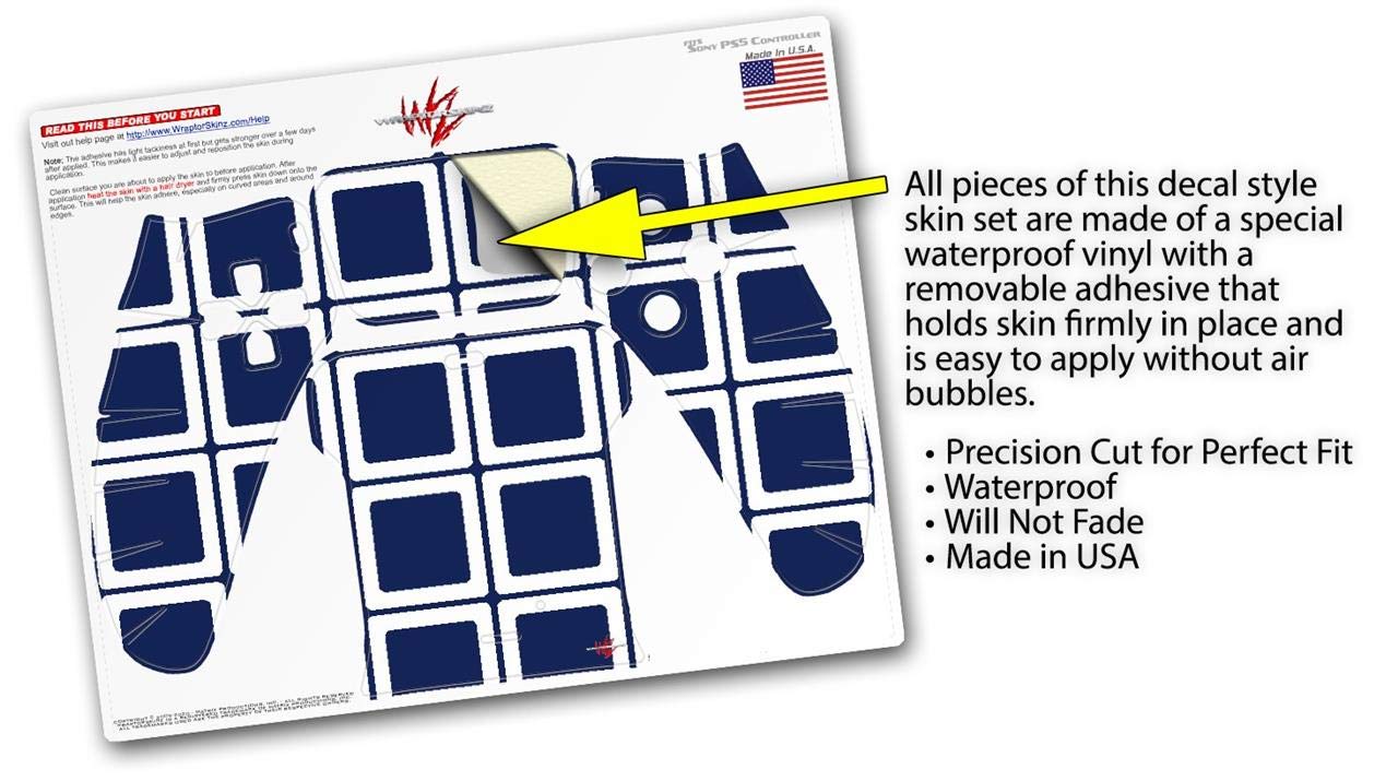 WraptorSkinz Skin Wrap compatible with Sony PS5 DualSense Controller Squared Navy Blue (CONTROLLER NOT INCLUDED)