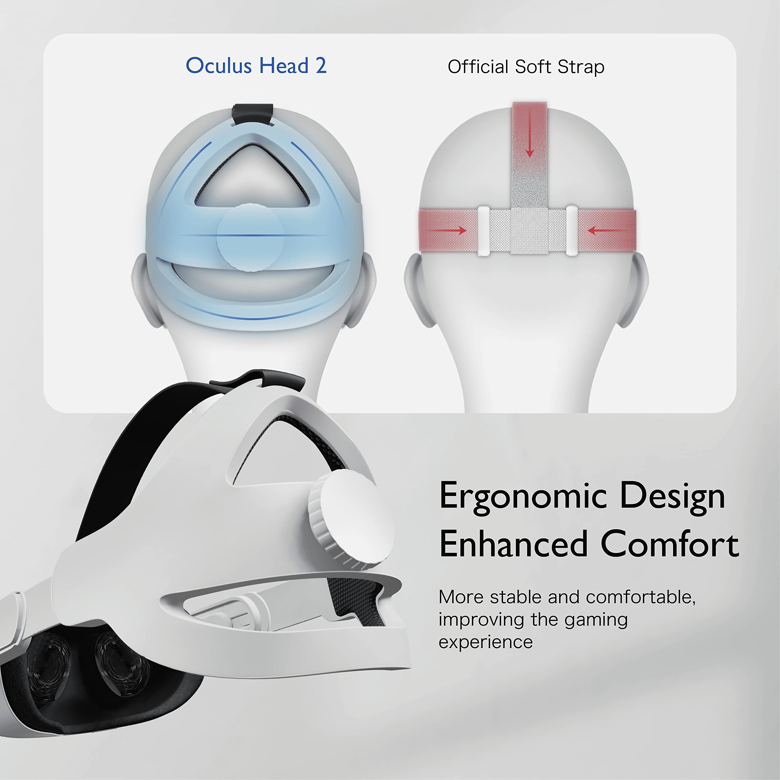 TNP Head Strap for Oculus Quest 2 Elite Strap Replacement with Enhanced Support and Comfort, Lightweight Adjustable Pro Head Strap Oculus Quest 2 Accessories for Official Oculus Quest 2