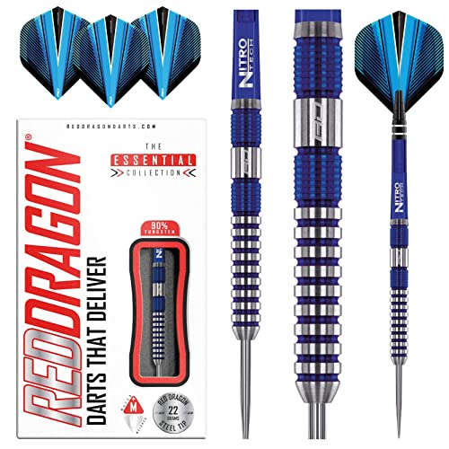 RED DRAGON Polaris: 22 gram Tungsten Professional Darts Set with Flights and Nitrotech Shafts (Stems)