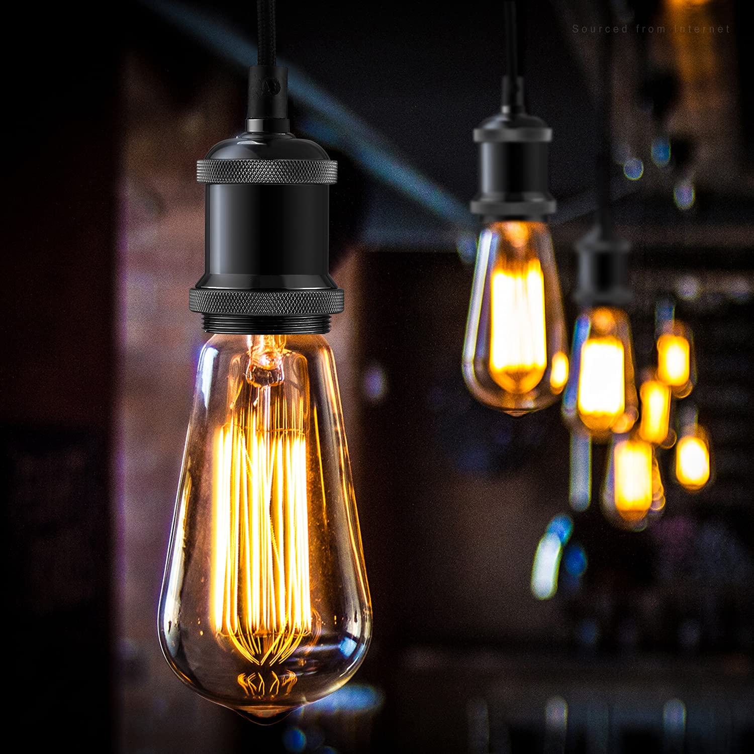 TORCHSTAR Vintage Edison Light Bulbs 60W, ST64 Edison Bulb Dimmable, Antique Squirrel Cage Bulbs, E26 Base, 2200K Amber Warm, Vintage Light Bulb for Pendant Light, No Flicker, Amber Glass, Pack of 6