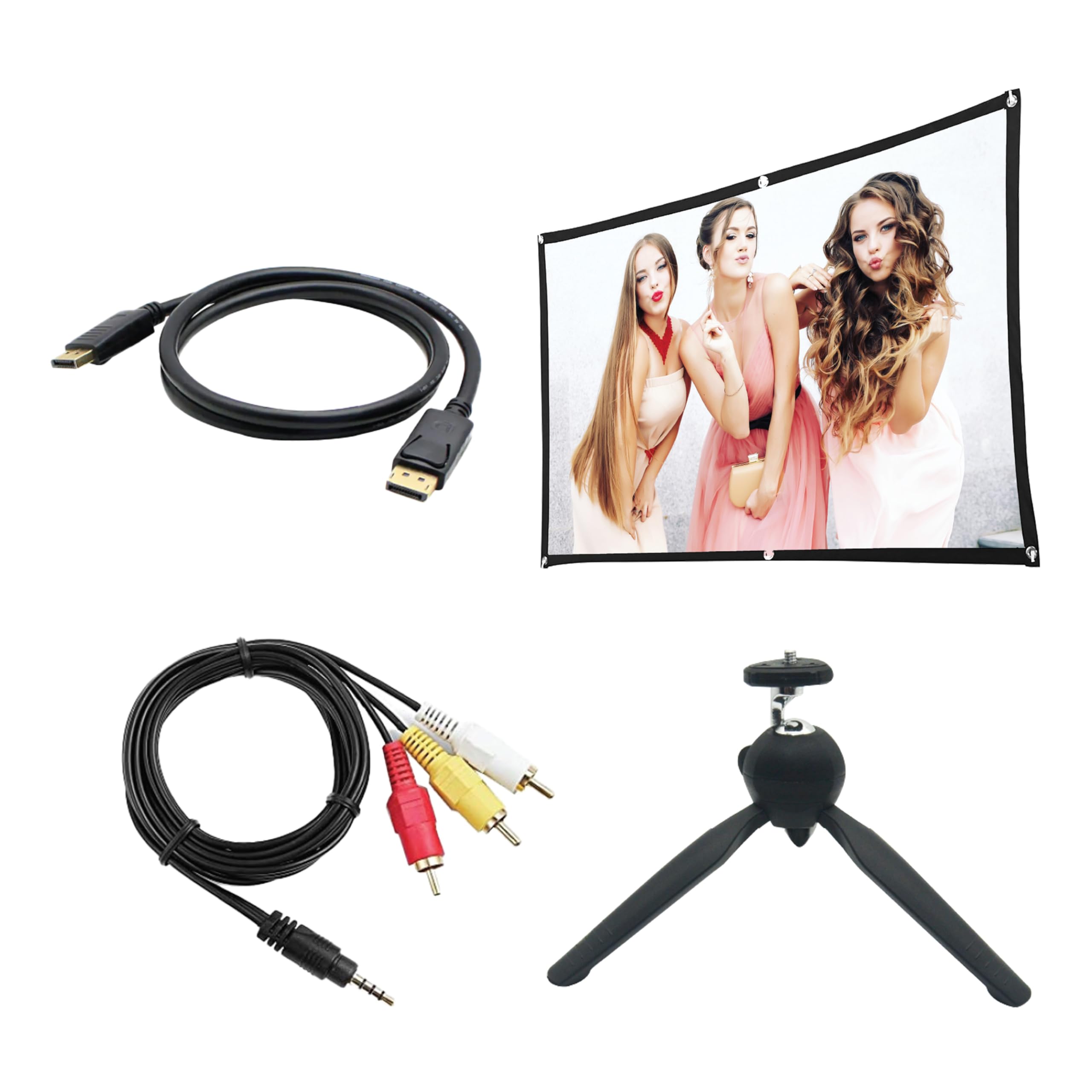 Supersonic SC-82P KIT Home Theater Projector Kit with 100ā Screen, 3.97ā HD Bluetooth Protable Projector, Stunning True Colors & Sharp Images, 7000 Lumens, Bluetooth Sound Bars, 1080p Support