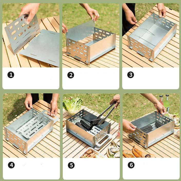 Portable Charcoal Grills Mini Foldable BBQ Barbecue Grill Space-saving for Barbecue Camping, Travel, Garden, Outdoor,33cmx19.5cm