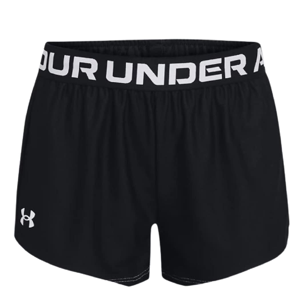 Under Armour Girls' Play Up Solid Workout Gym Shorts (Green (312)/Neon Pink, Medium)