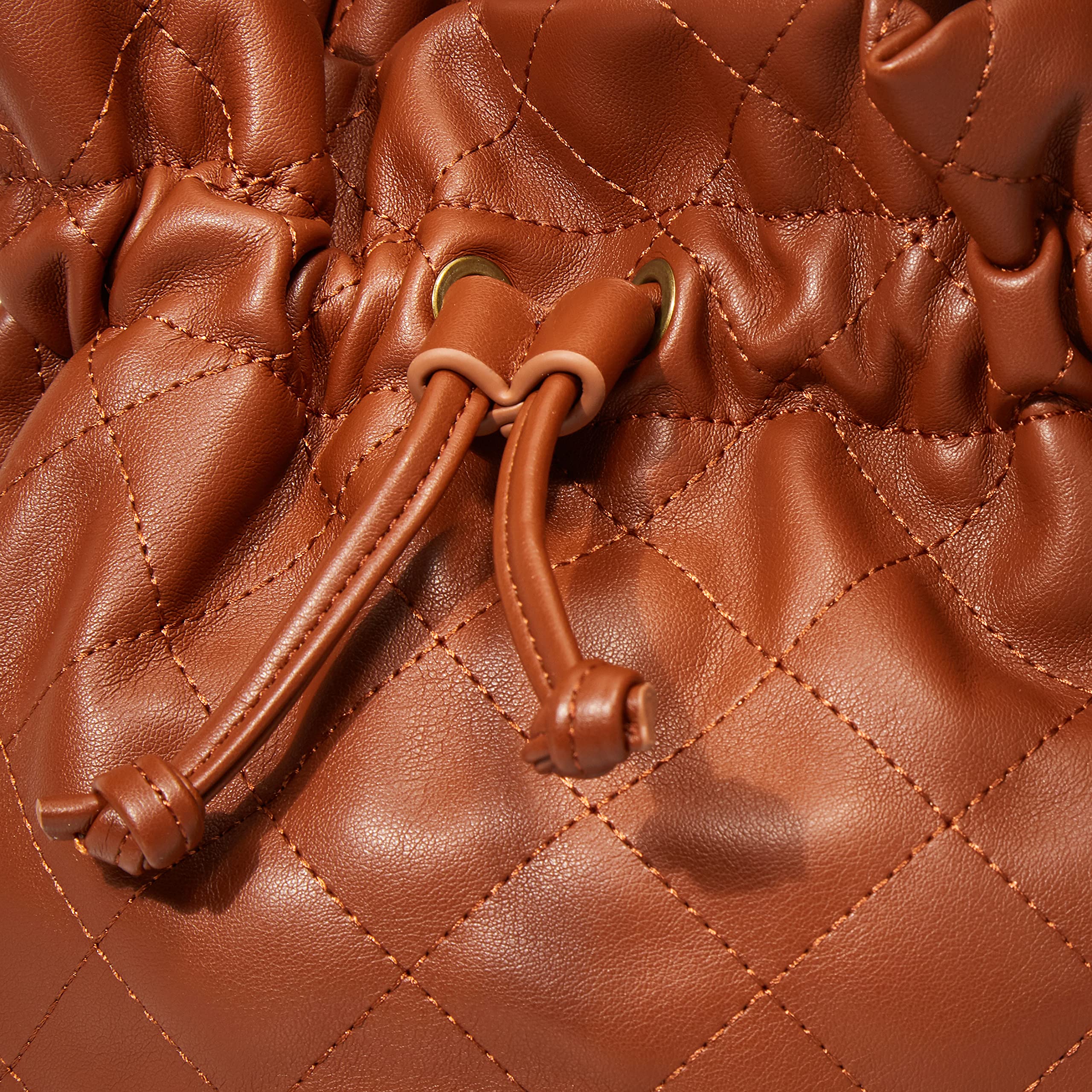 The Drop Women's Josie Drawstring Bucket Bag, Cognac, One Size