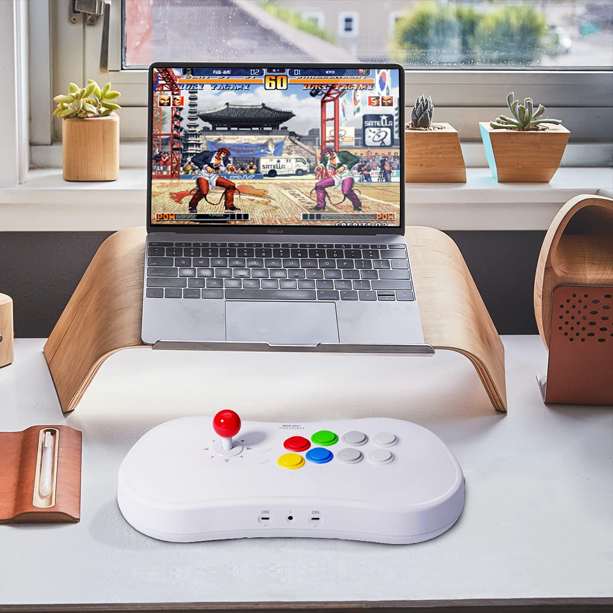 UNICO NEOGEO Arcade Stick Pro with 20 Pre-installed NEO-GEO Retro Games, Neo Geo Pocket Support 720p HDMI Output, 3.5mm Audio Jack
