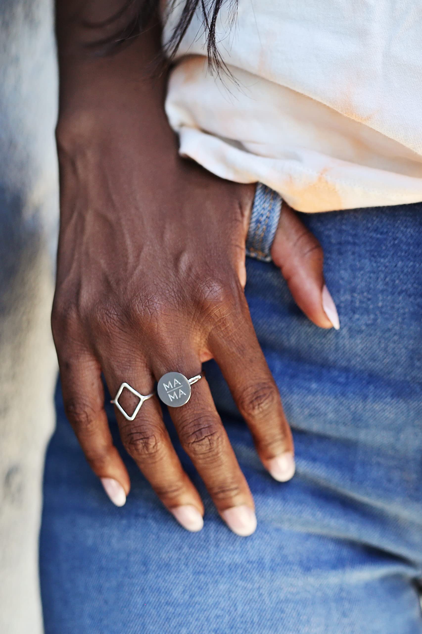 to: little arrows Mama Ring for Birthday, Mother's Day, Anniversary (Silver - Size 7)