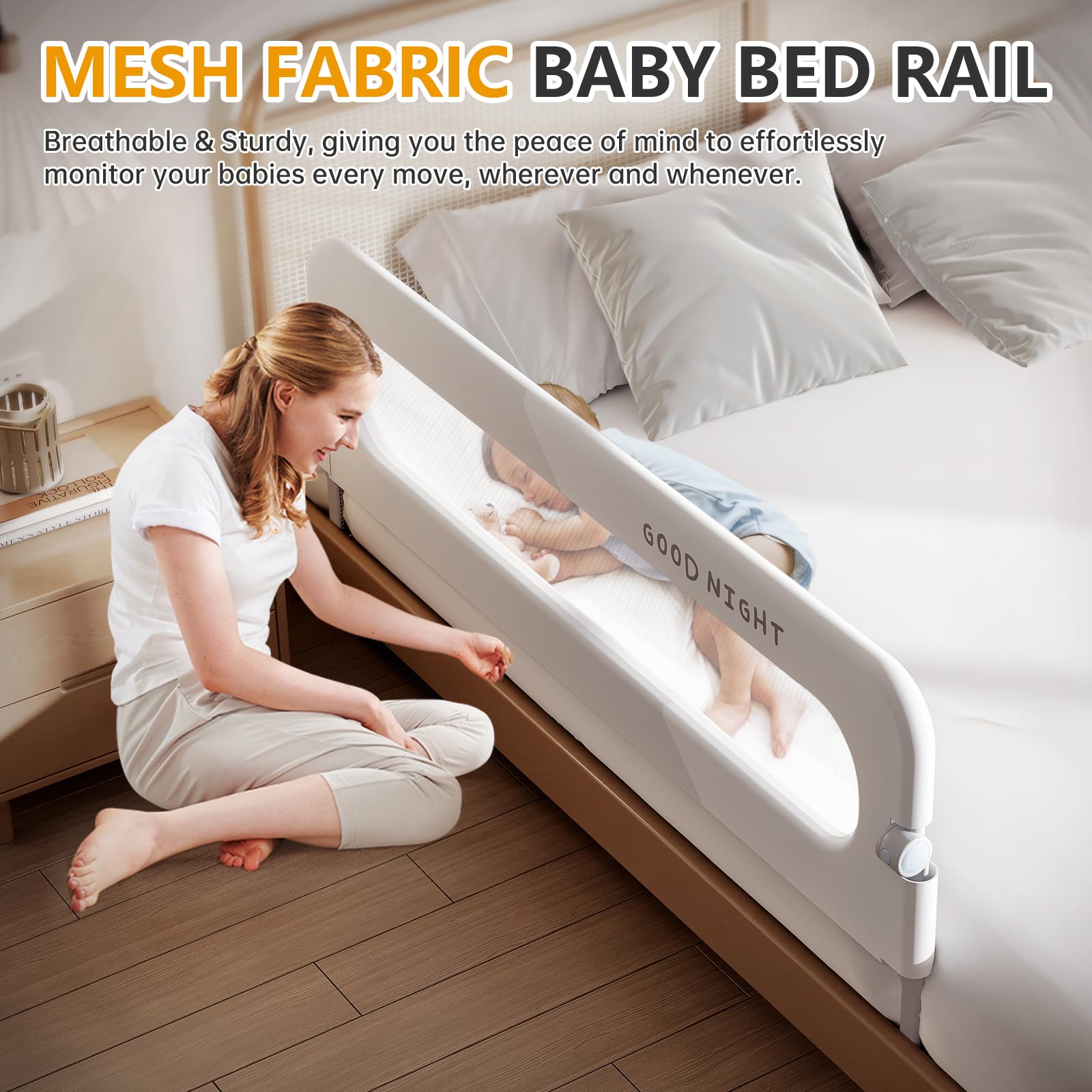 strenkitech Foldable Toddler Bed Rails - Kids Guard Bumper for Crib Safe Bed Side Rail for Twin Queen King Full Size Beds 32inch