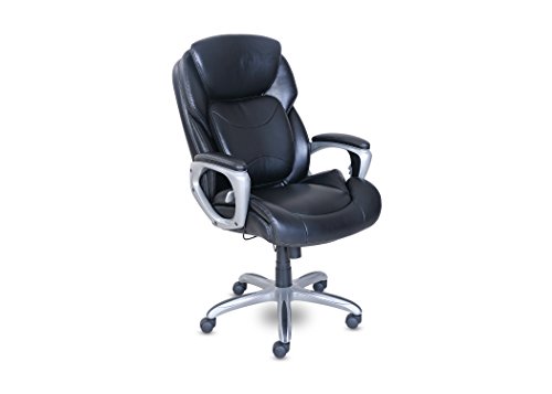 Serta My Fit Executive Office Adjustable Ergonomic Chair with Layered Cushions, Bonded Leather, 360 Motion Support, Black