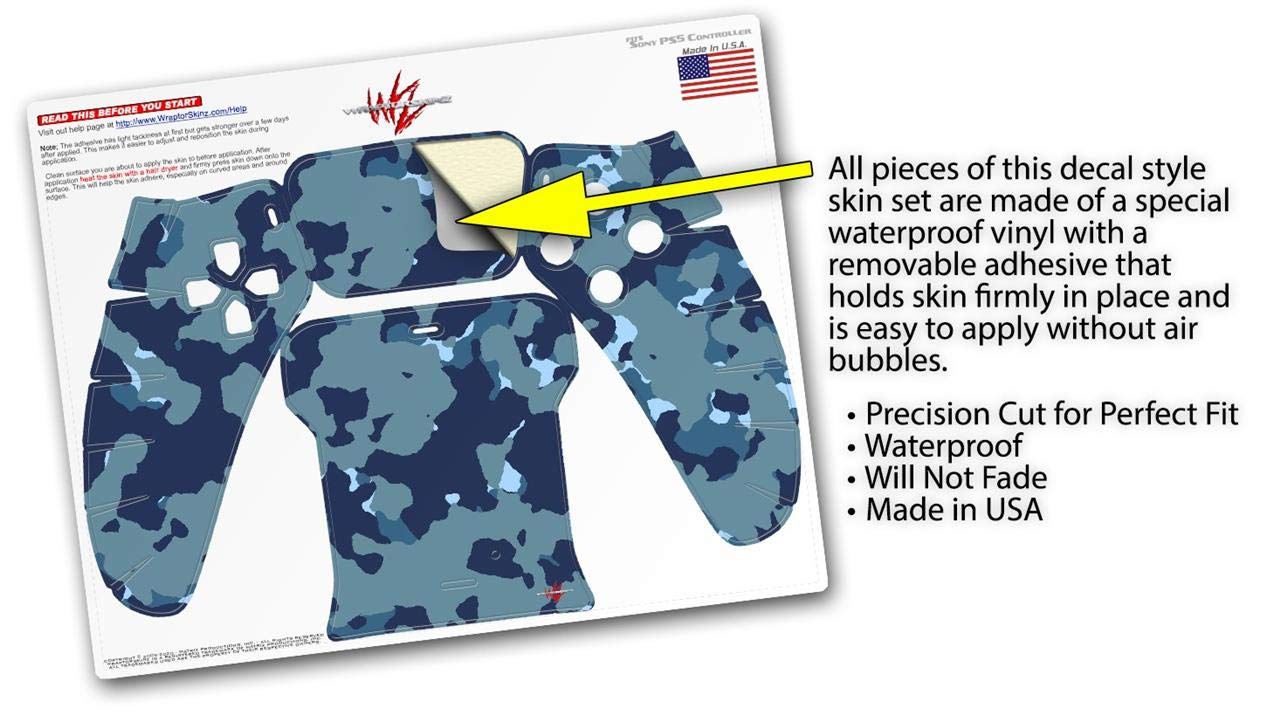 WraptorSkinz Skin Wrap compatible with Sony PS5 DualSense Controller WraptorCamo Old School Camouflage Camo Navy (CONTROLLER NOT INCLUDED)
