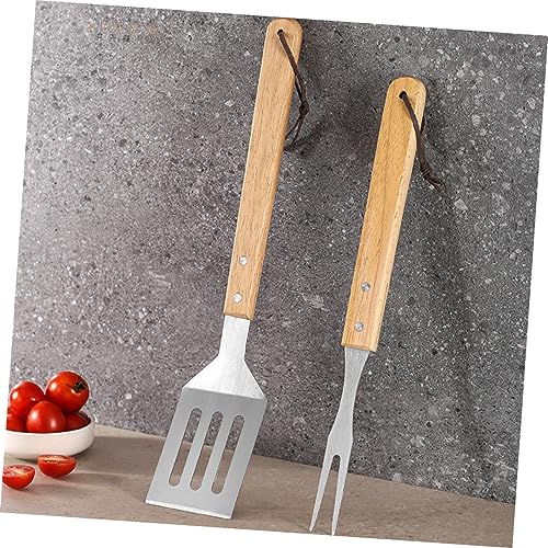 NOLITOY 1 Set Clips Grill Tools Grill Fork Tong Grilling Spatula Camping BBQ Tools BBQ Tools for Outdoor Grill Grilling Accessories Kit BBQ Barbecue Cooking Utensils Shovel Beech