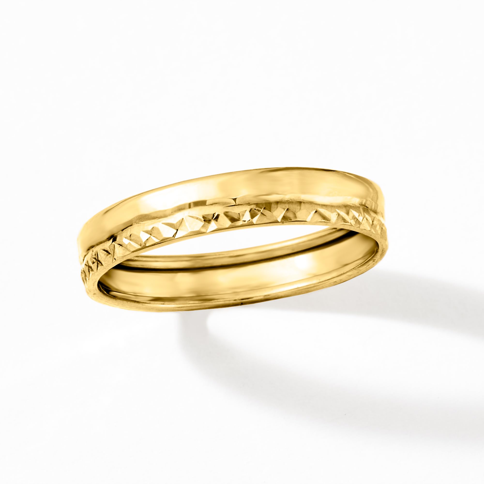 Ross-Simons Italian 14kt Yellow Gold Diamond-Cut and Polished Ring. Size 8