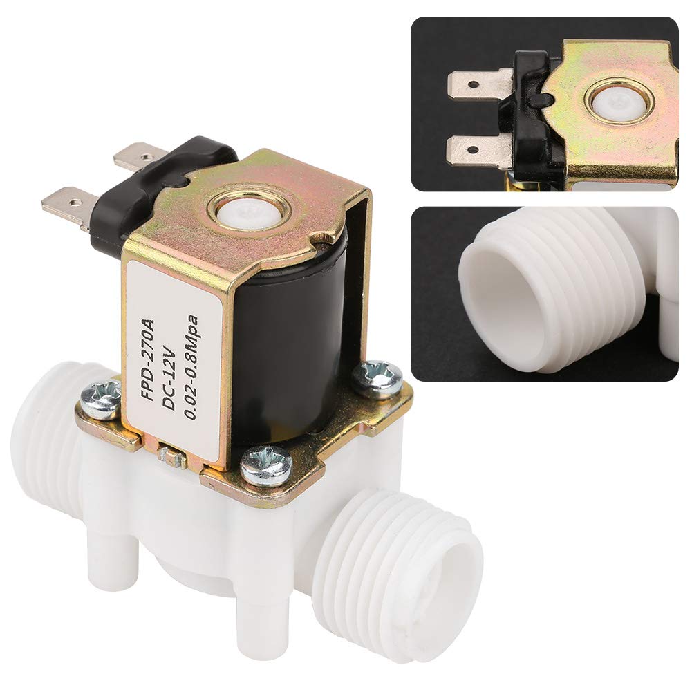 SANON NC Plastic Electrical Inlet Solenoid Water Valve for Water Dispense 12V G1/2