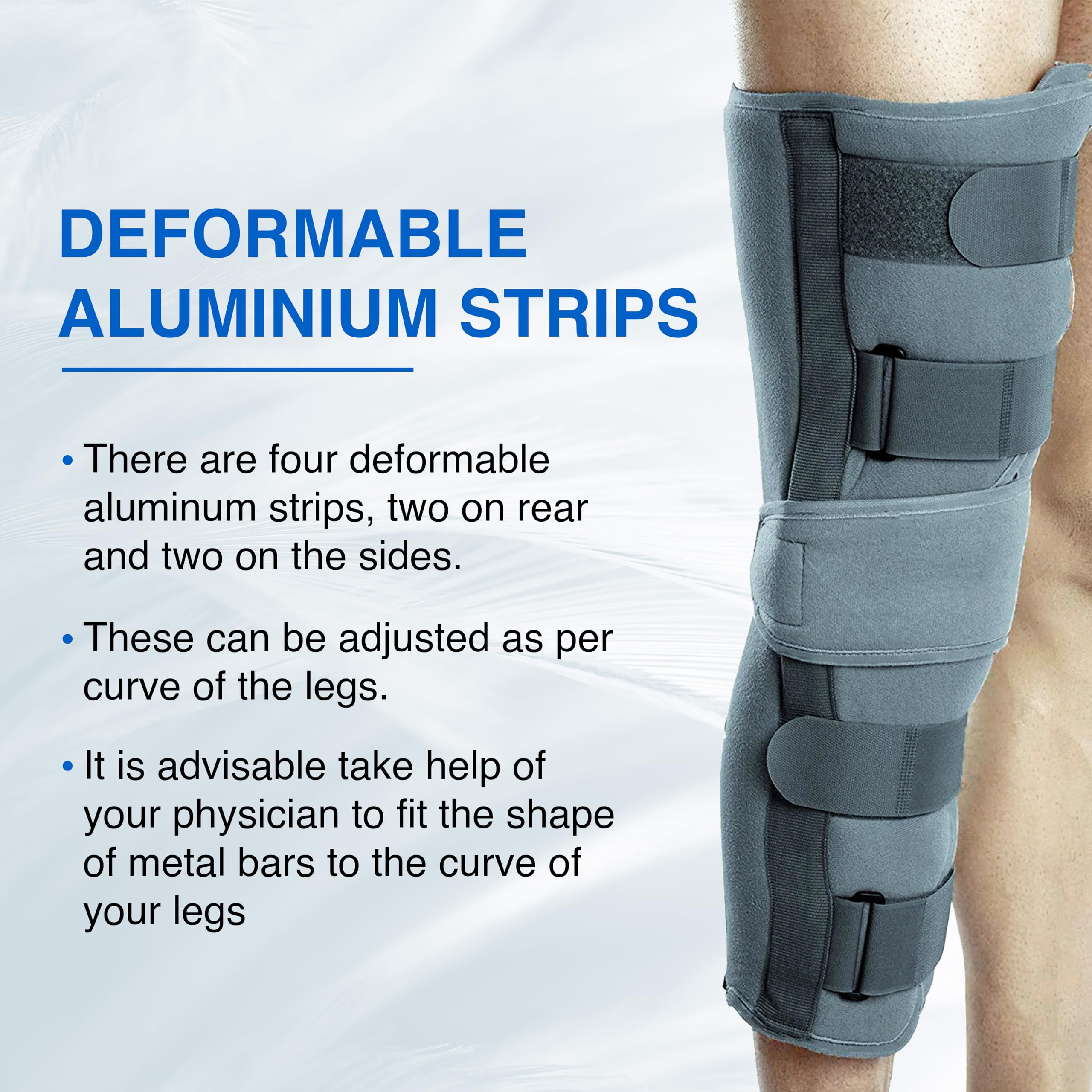 Wonder Care Knee Immobilizer Brace for Knee support for dislocation injuries ligament tear wraparound knee stabilizer splint for men & women (19β long) Grey-Small