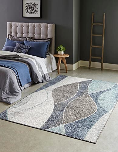 Unique Loom Autumn Collection Area Rug - Plantation (9'x 12' Rectangle, Blue Gray/ Black)
