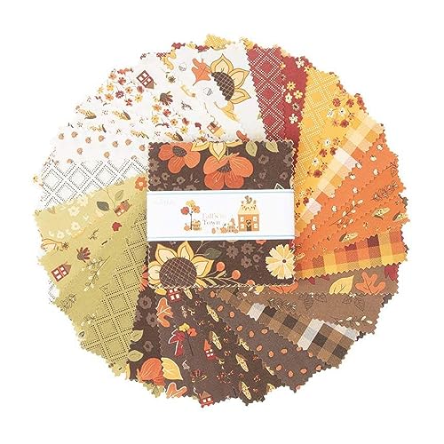 Riley Blake Fall’s in Town Fabric by Sandy Gervais, Premium Quilting Fabric, Perfect for Quilting, Crafting, Sewing Projects and More… (Fall’S in Town 5” Stacker)