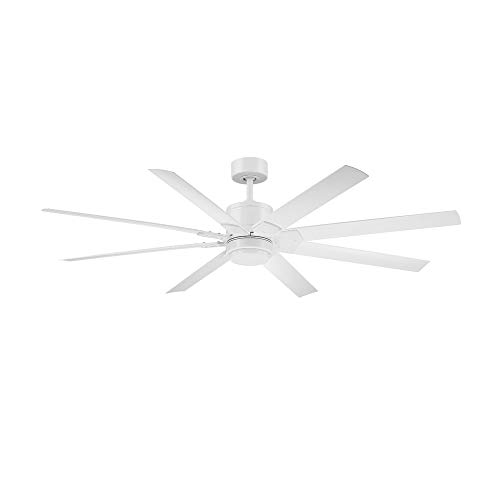 Renegade Smart Indoor and Outdoor 8-Blade Ceiling Fan 52in Matte White with 3000K LED Light Kit and Remote Control worksworks with Alexa and iOS or Android App