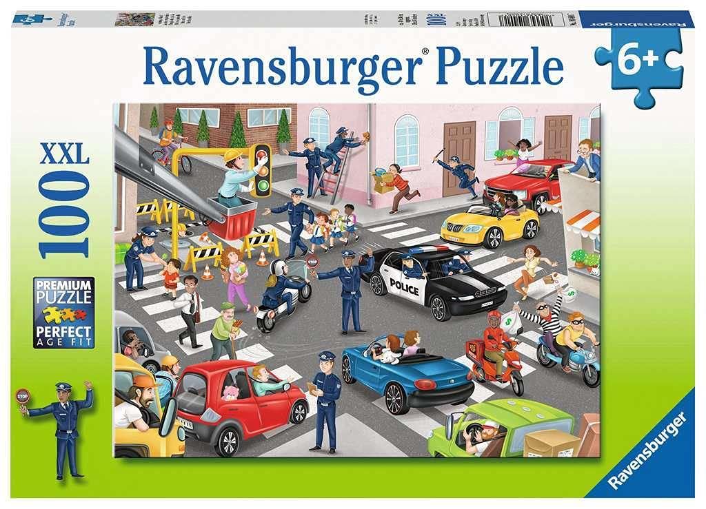 Ravensburger 10401 Police Patrol, 100 Piece Puzzle for Kids, Every Piece is Unique, Pieces Fit Together Perfectly Multi, 19.5" x 14.25"