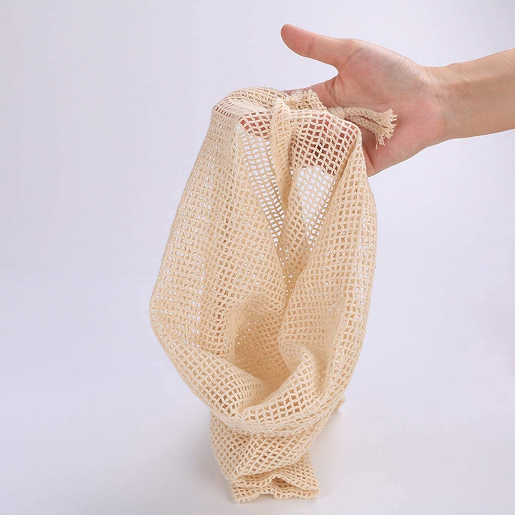 Reusable Mesh Shopping Bag, Supermarket Eco-Friendly Cotton Bag Pump Or Drawstring Bag of Vegetables, 10 Storage Bags,43CM