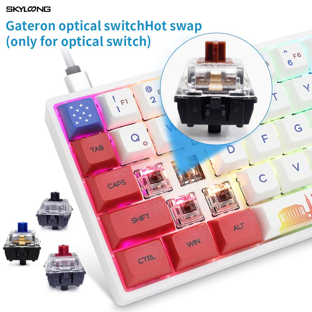 SKYLOONG GK71 71 Keys Mechanical Gaming Keyboard Dye Sublimation PBT Doubleshot Keycaps RGB Backlight Hot Swappable Wired Mechanical Keyboard (Blue Switch)