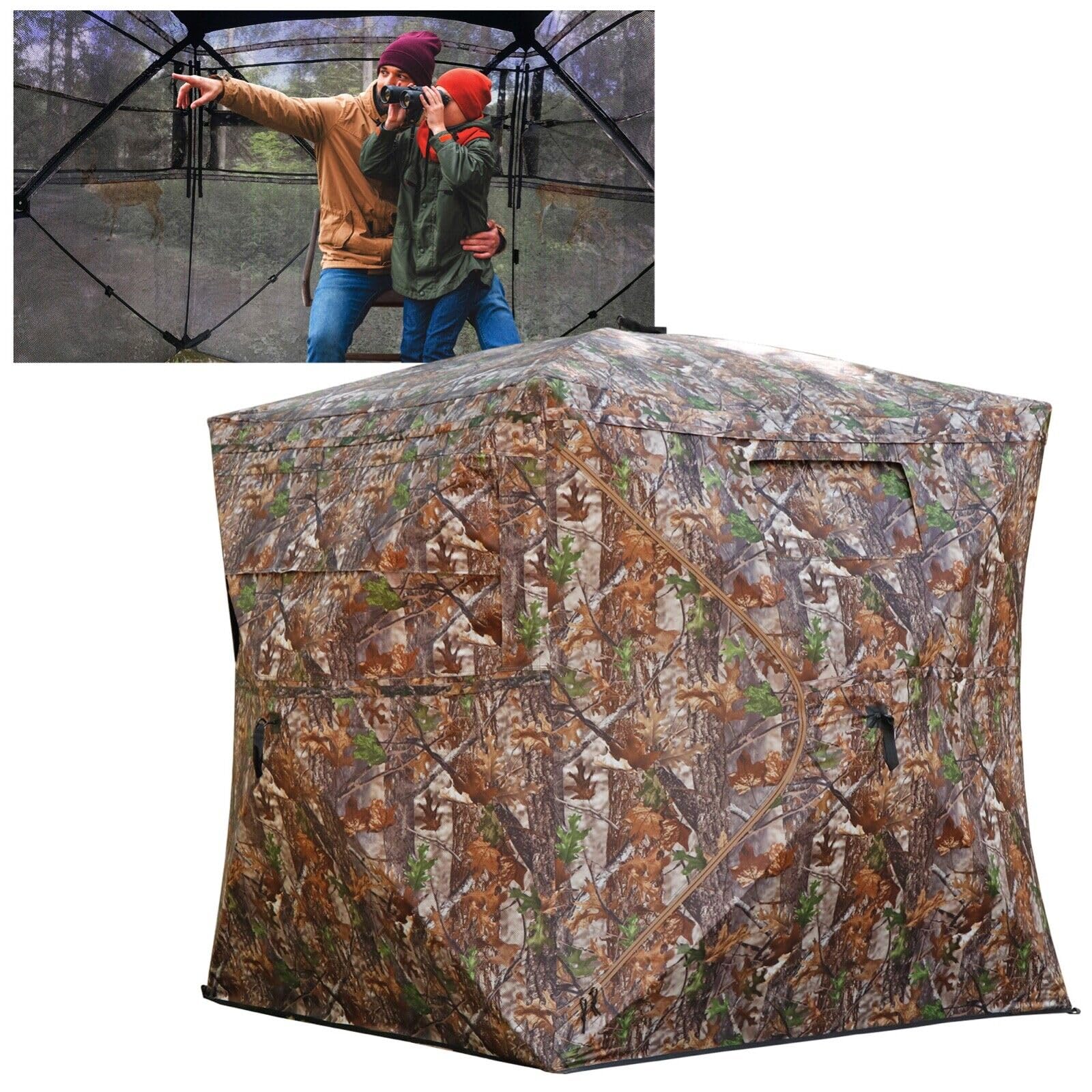 Portable Pop-up Hunting Blind, 270º See-Thru Windows (5-hub)