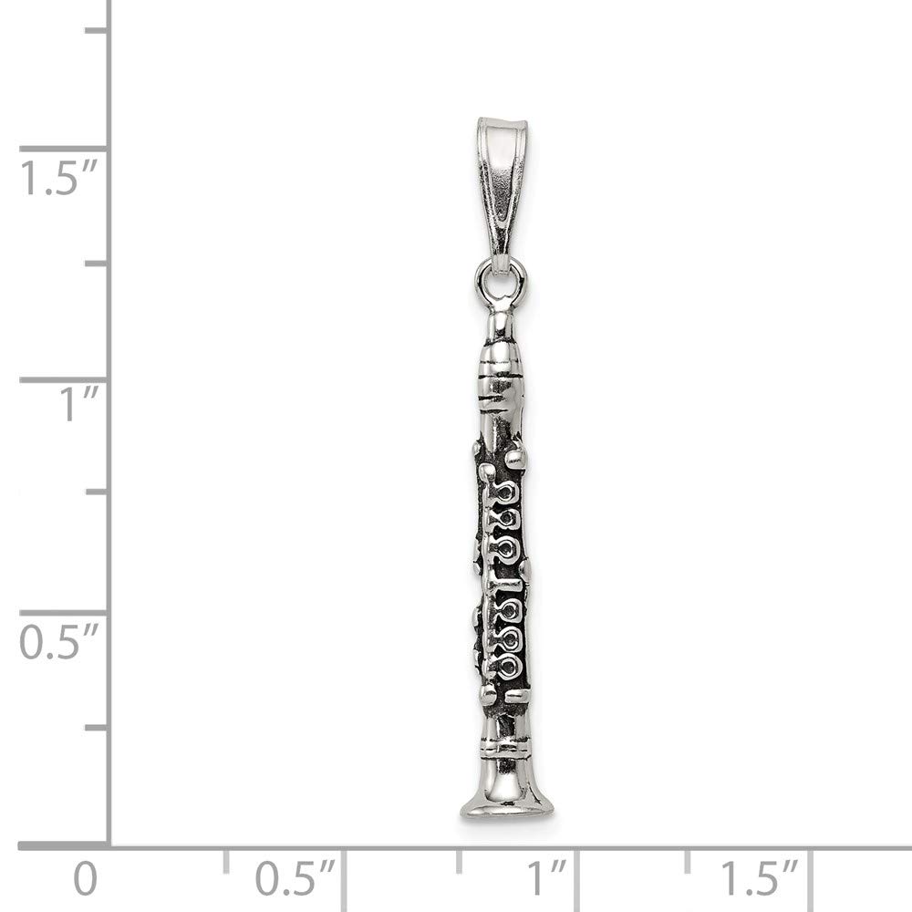 Saris and Things 925 Sterling Silver Antiqued Clarinet Charm Pendant