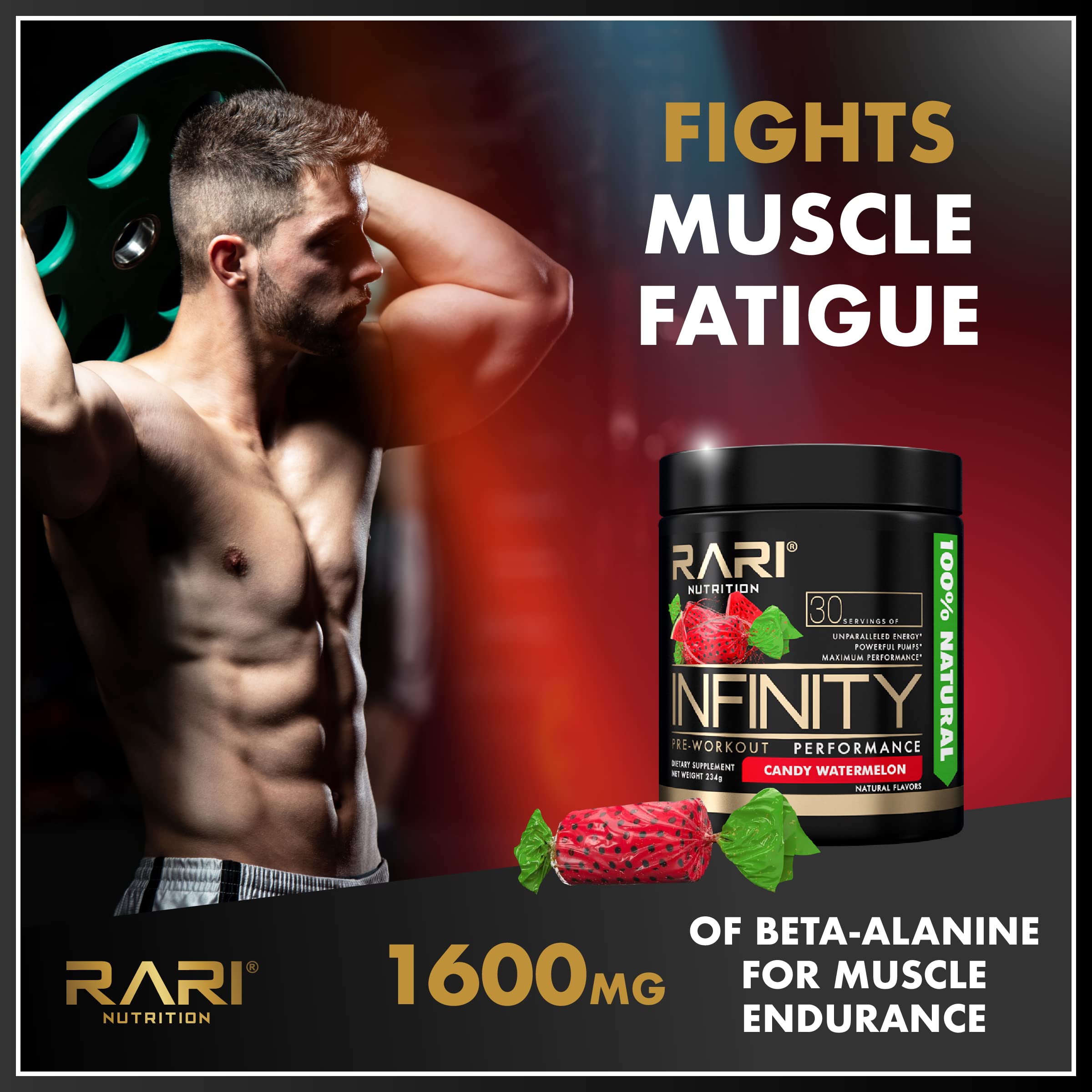 RARI Nutrition Infinity Pre Workout Performance - Pre workout for Women and Men, High-Performance Energy Powder - 30 Servings - Sour Gummy Worm