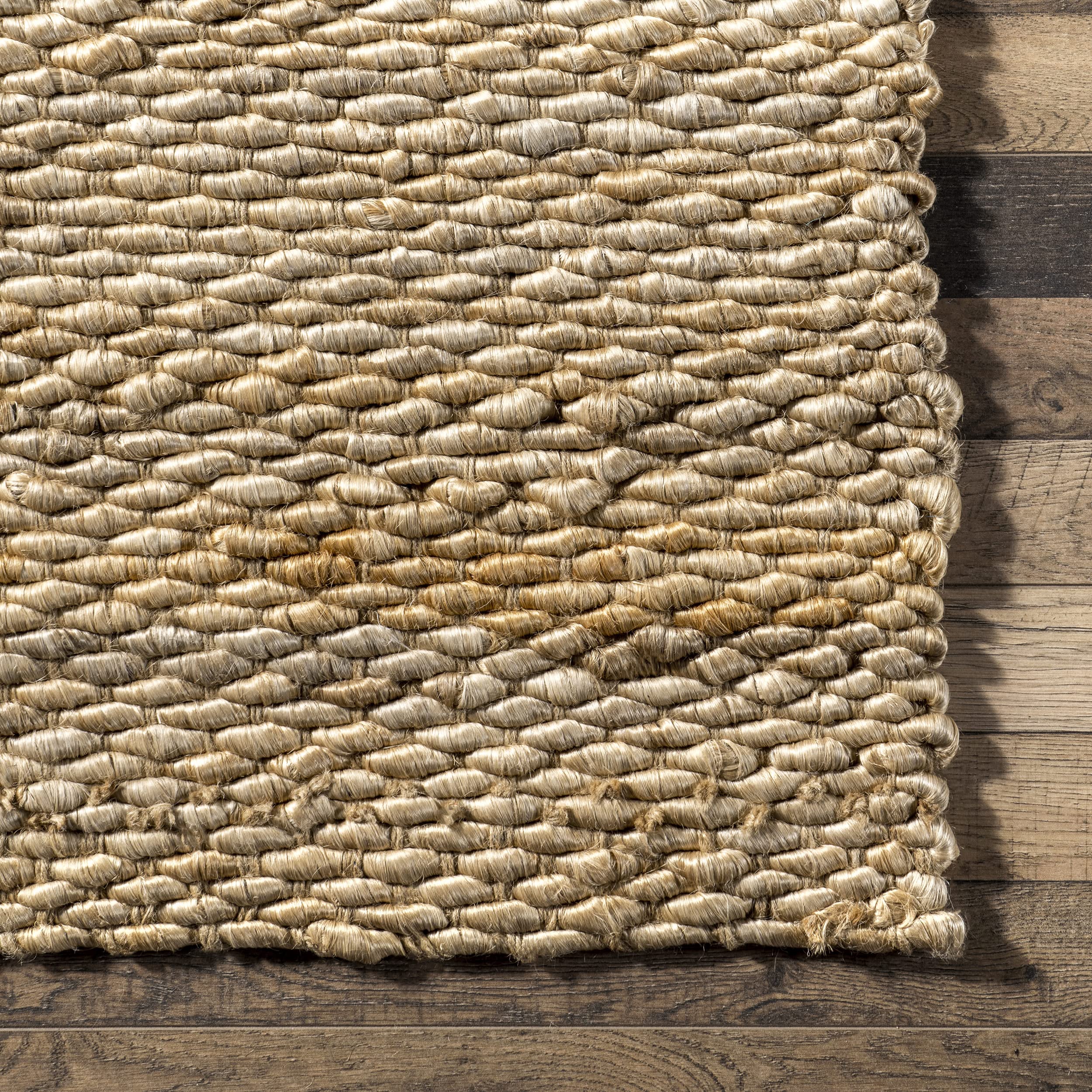 nuLOOM Hailey Hand Woven Jute Accent Rug, 2' x 3', Natural, Rectangular, 0.75" Thick